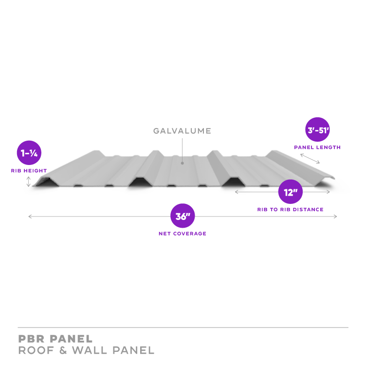 PBR Panel - Galvanized Bare - 26 Gauge – Steeldash