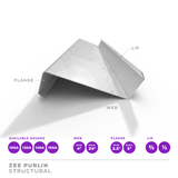 10" x 2.5" - 16 Gauge Zee Purlin/Girt – Steeldash